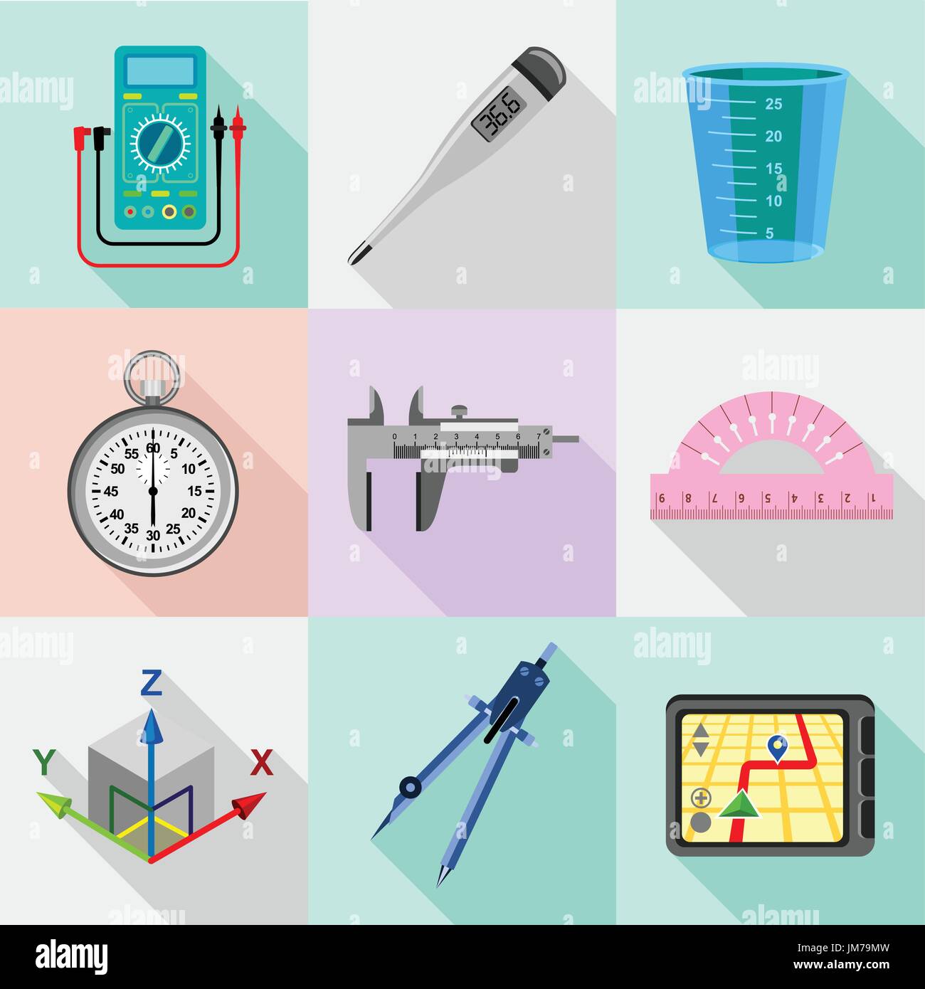 Measure precision icons set, flat style Stock Vector Image & Art - Alamy