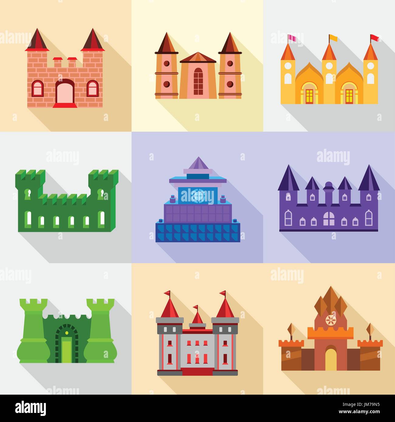 Types of fortress icons set, flat style Stock Vector Image & Art - Alamy