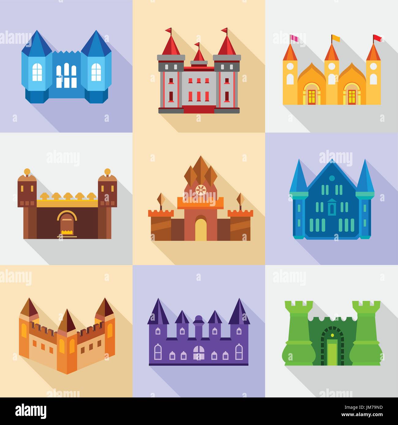 Types of stronghold icons set, flat style Stock Vector Image & Art - Alamy