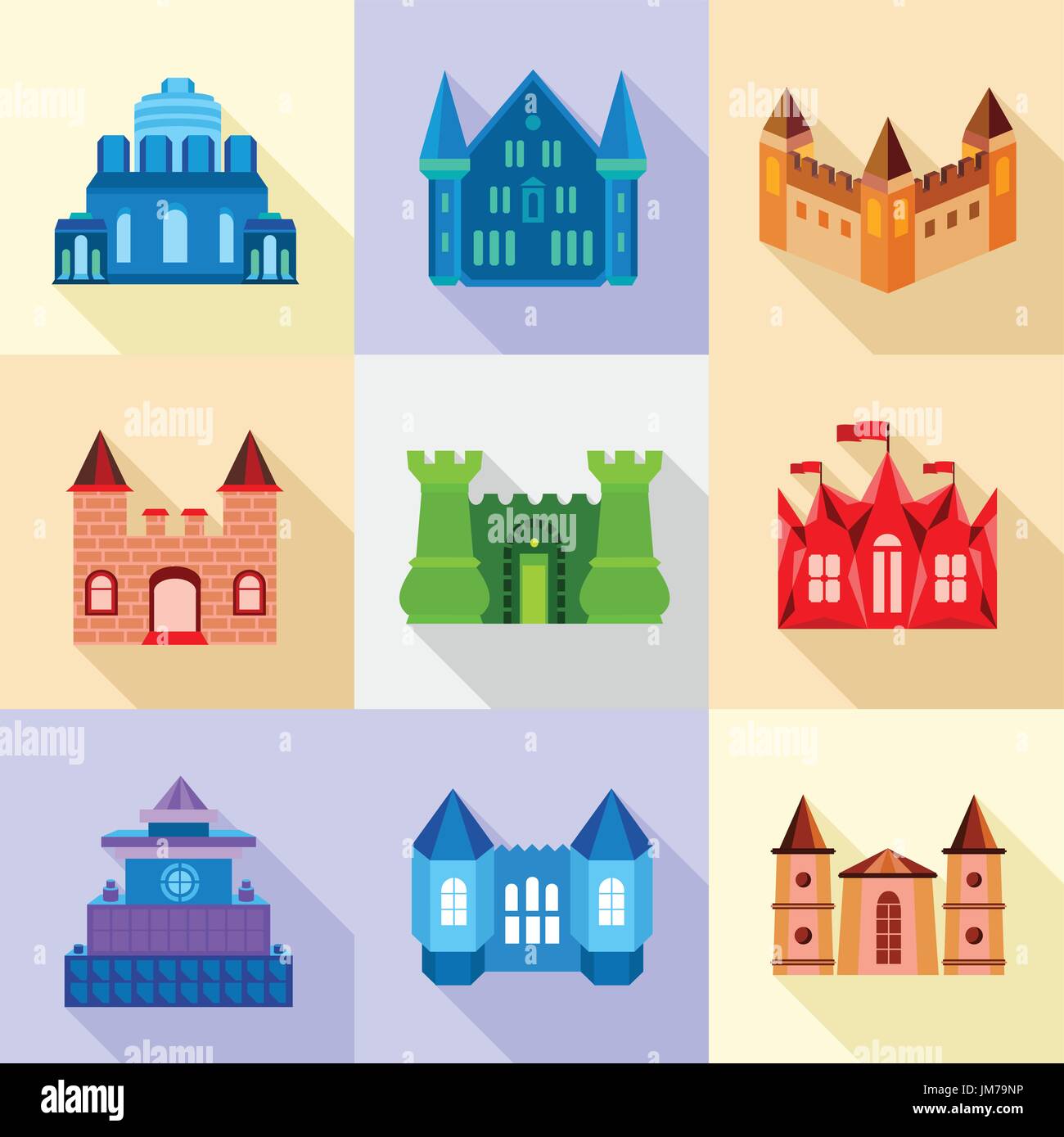 Bastion icons set, flat style Stock Vector Image & Art - Alamy