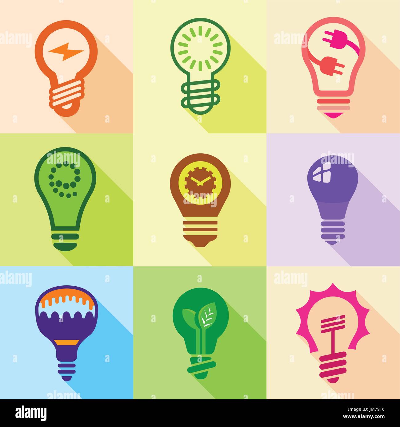 Stylized light bulb icons set, flat style Stock Vector Image & Art - Alamy