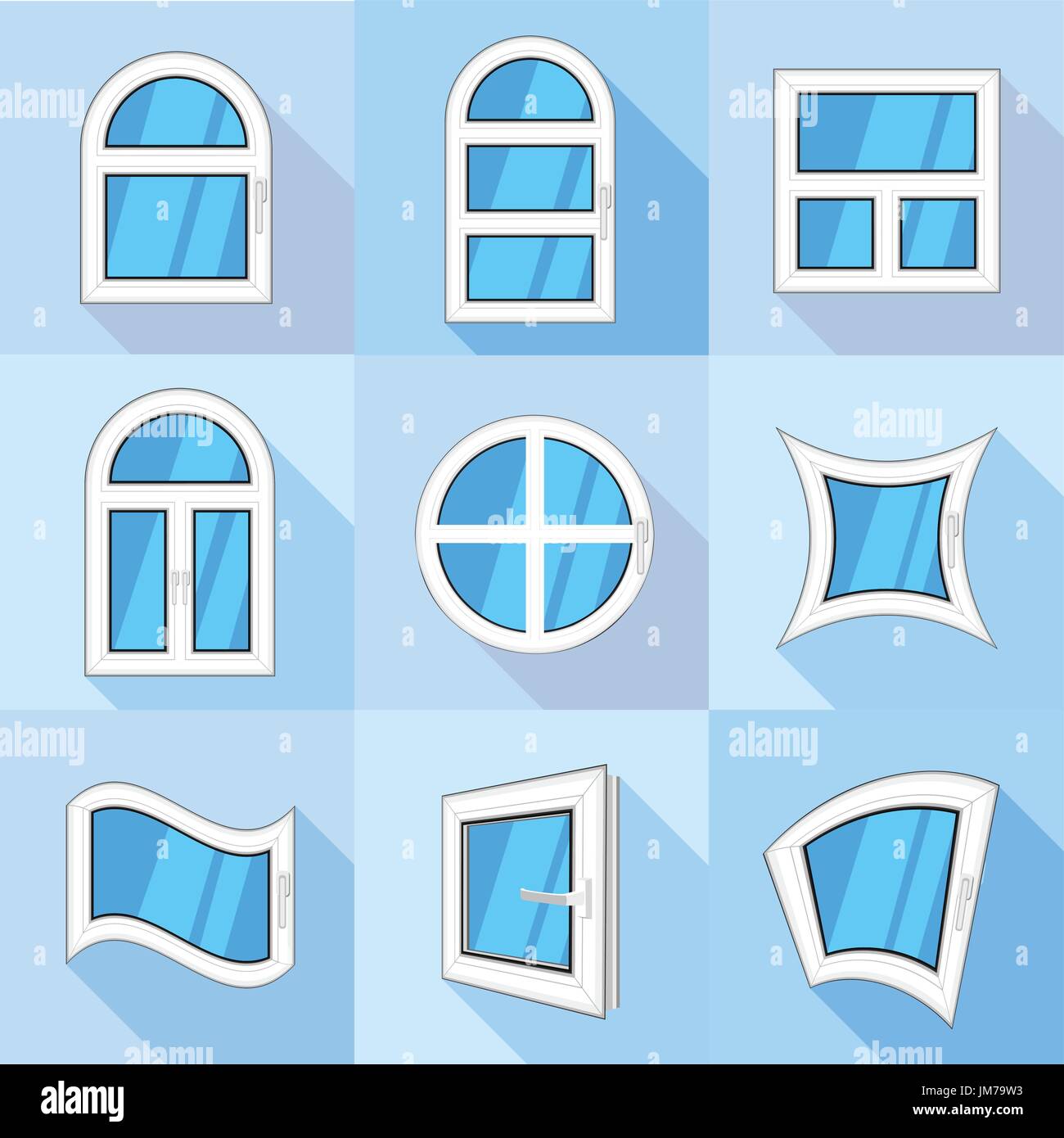 Plastic windows icons set, flat style Stock Vector Image & Art - Alamy