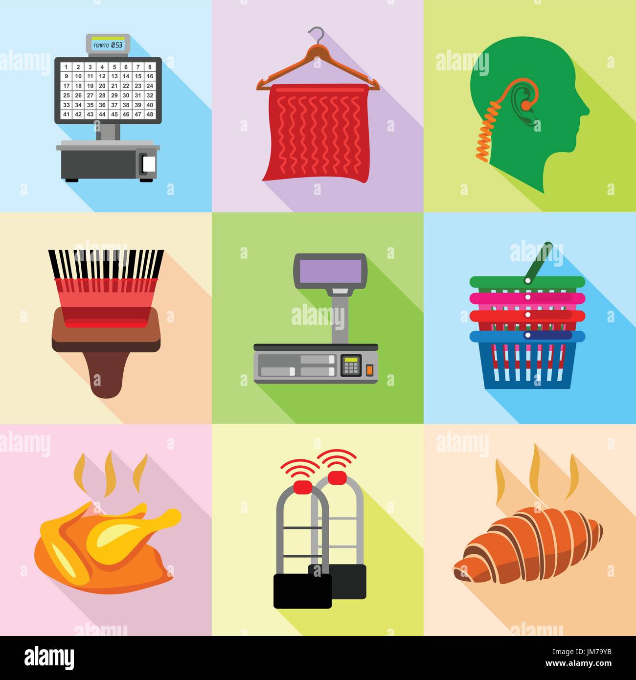 Supermarket control icons set, flat style Stock Vector Image & Art - Alamy