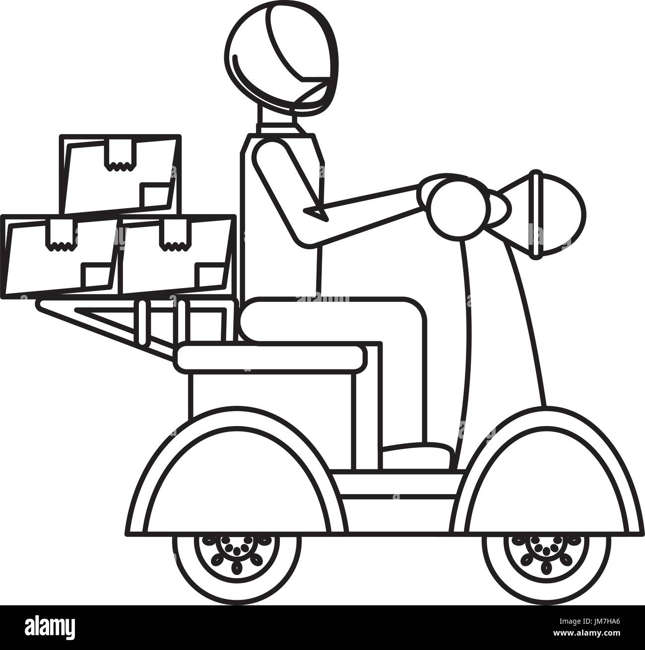 Express delivery ride motorcycle Black and White Stock Photos & Images ...