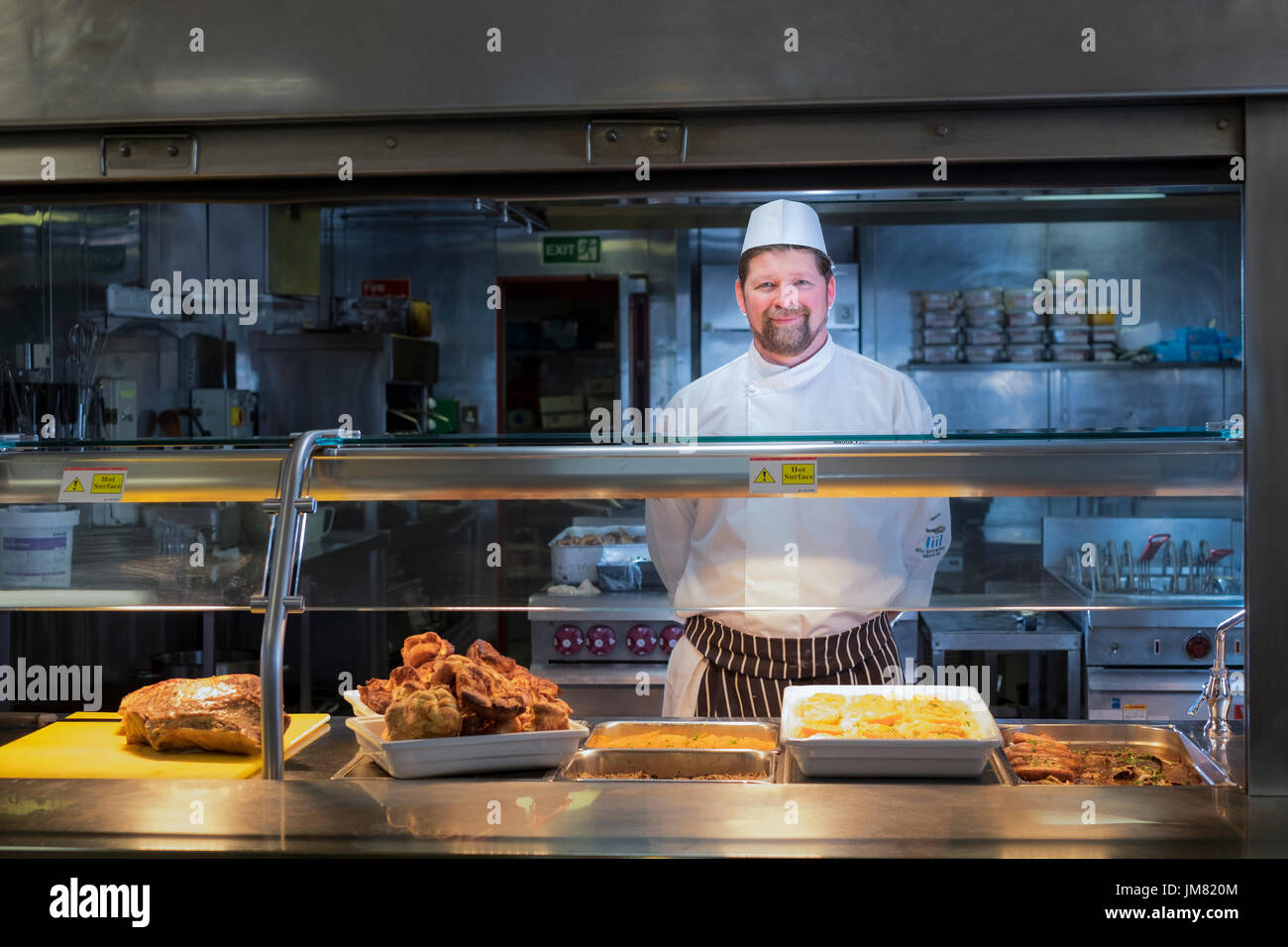 Catering crew on a north sea oil and gas platform. BP Miller ...