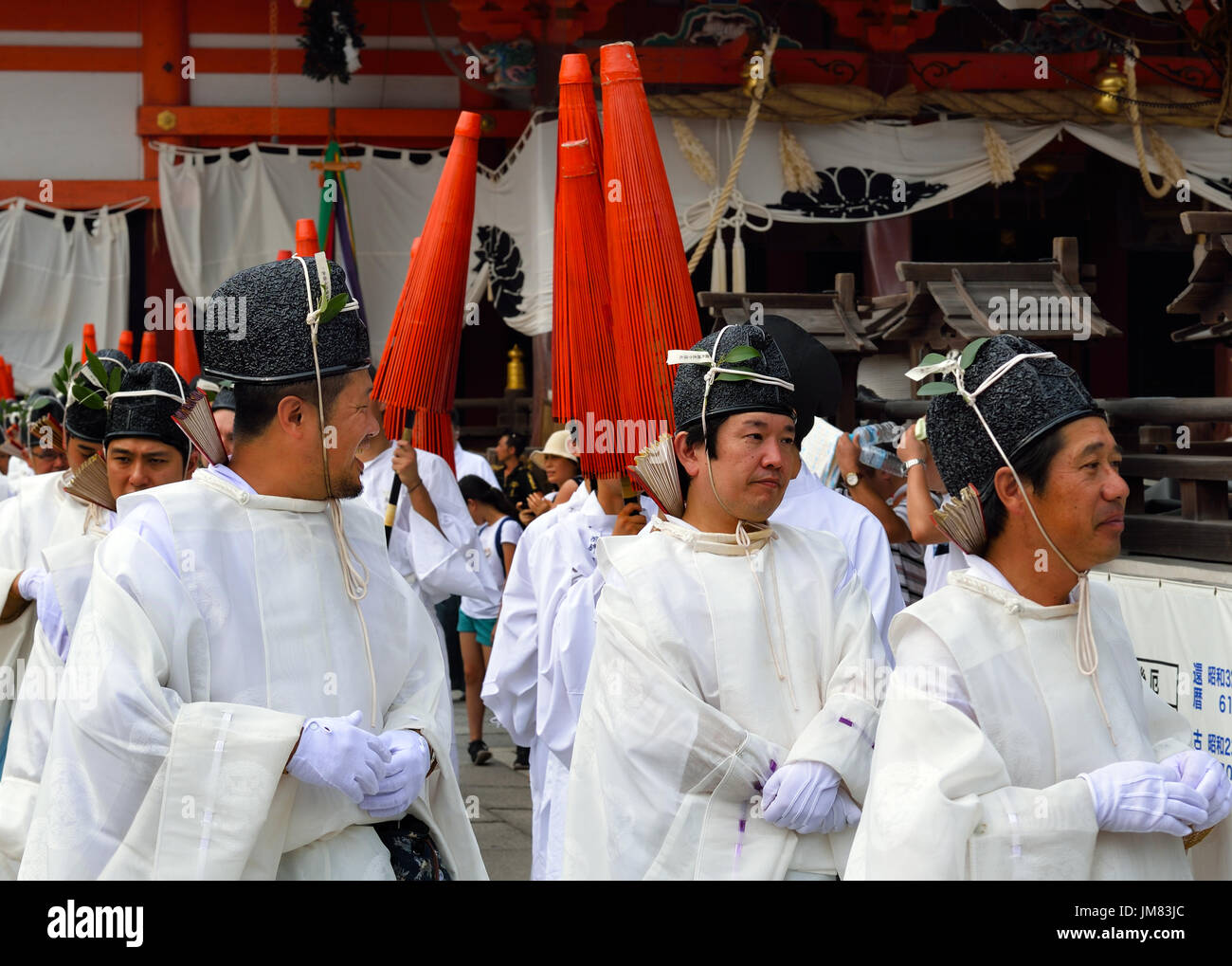 KYOTO, JAPAN - July 24, 2017: Men wearing traditional clothing set out ...