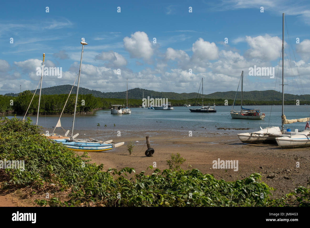 Boats on Endeavour River, Cooktown, Queensland, Australia Stock Photo ...