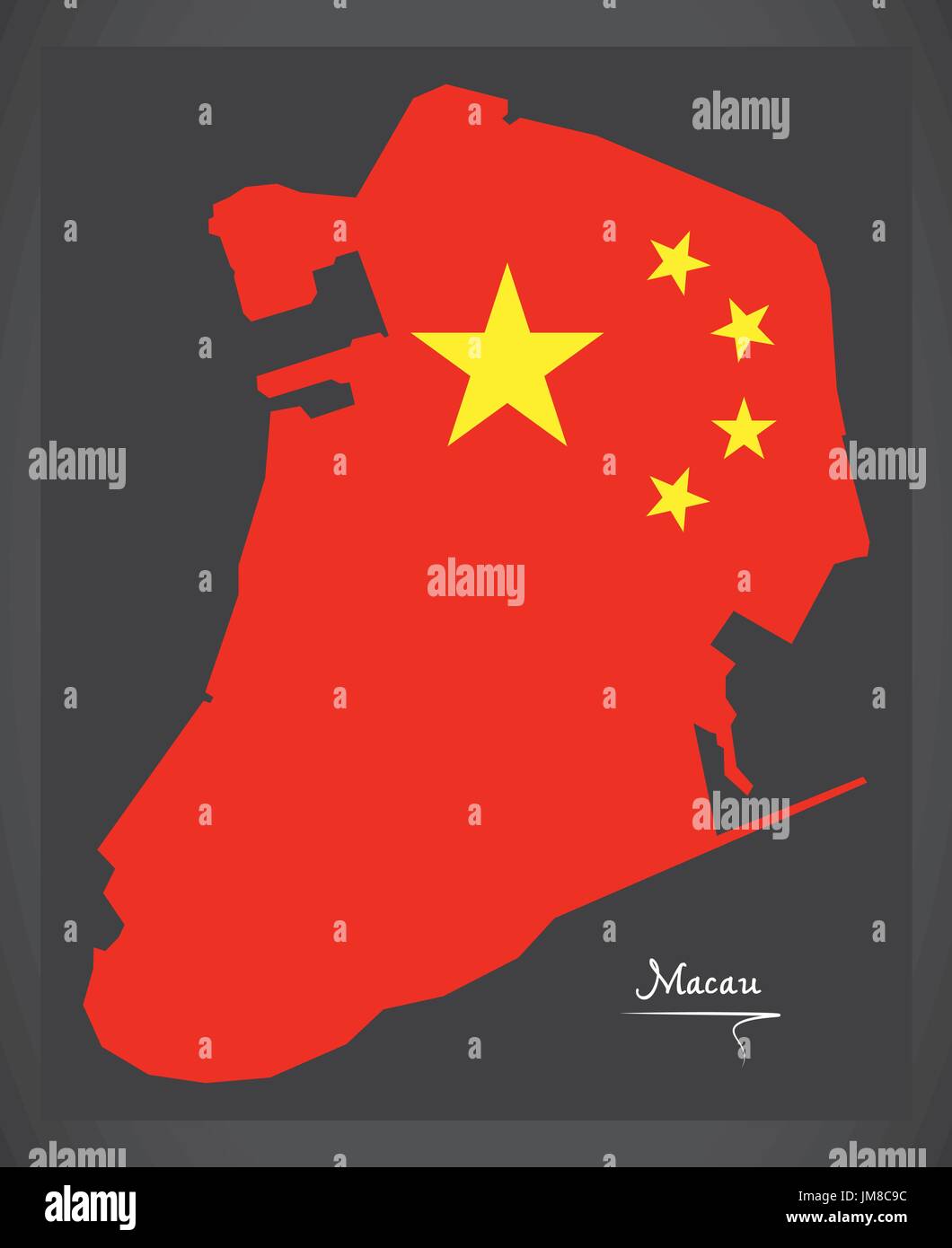 Macau China map with Chinese national flag illustration Stock Vector ...