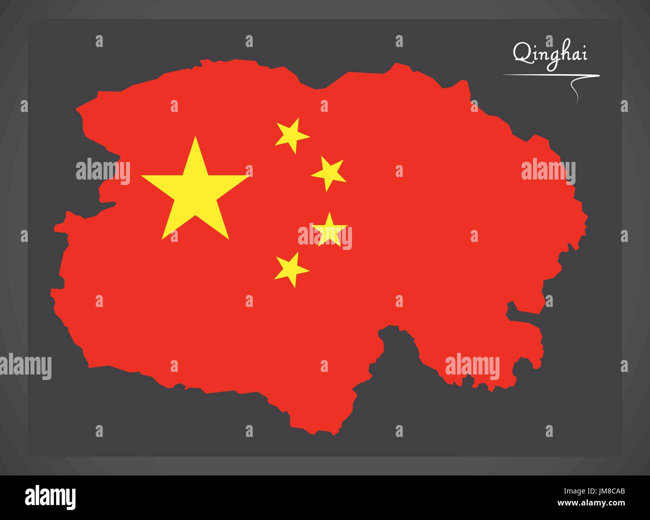 Qinghai China map with Chinese national flag illustration Stock Vector ...