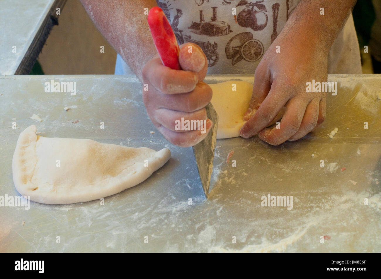 Italy, Street Food, Close-up Hands Making Panzerotti Stock Photo - Alamy