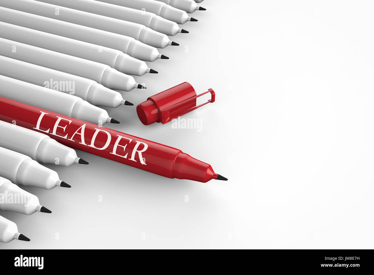 leadership concept with red pen among white pens Stock Photo - Alamy