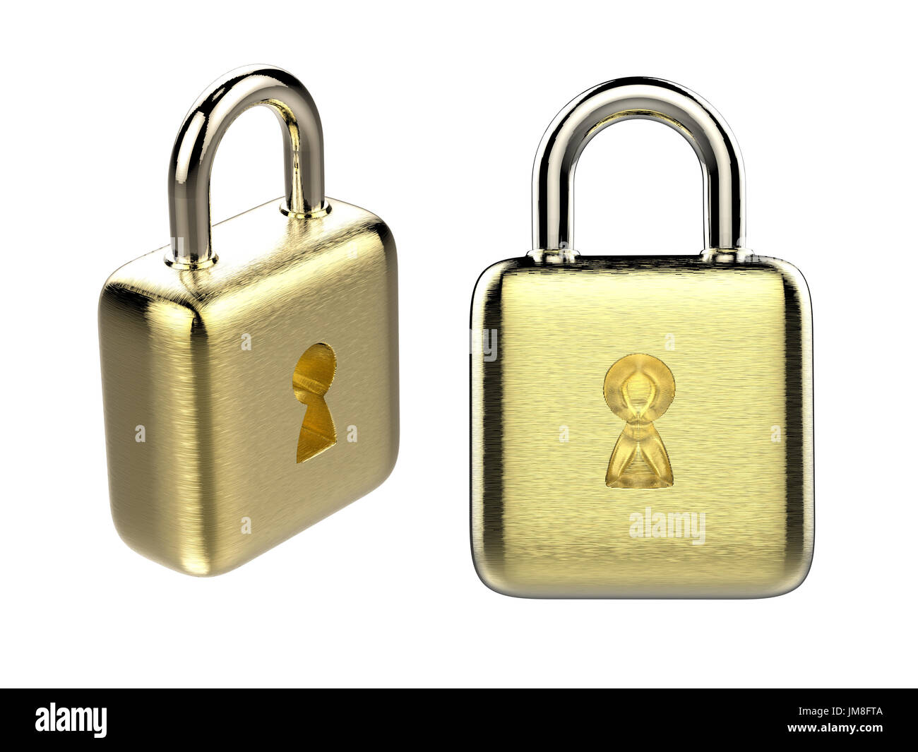 3d rendering golden padlock on white background Stock Photo - Alamy