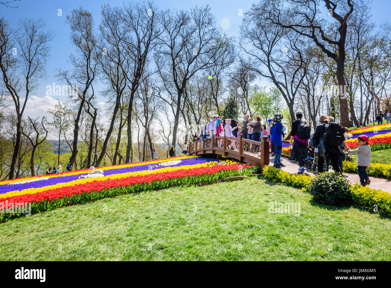 Traditional Tulip Festival in Emirgan Park, a historical urban park ...