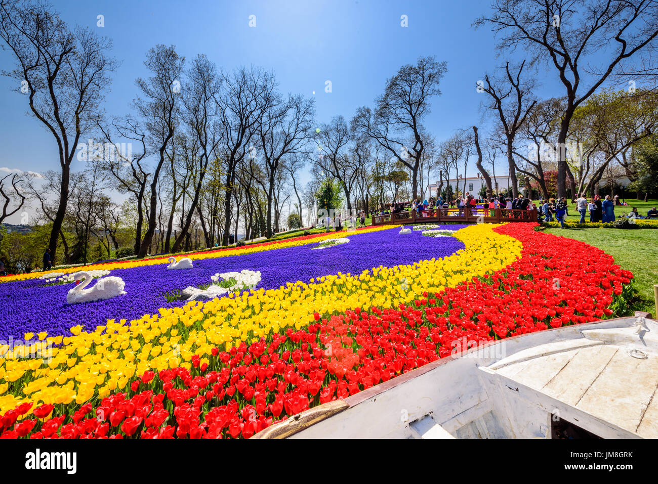 Traditional Tulip Festival in Emirgan Park, a historical urban park ...