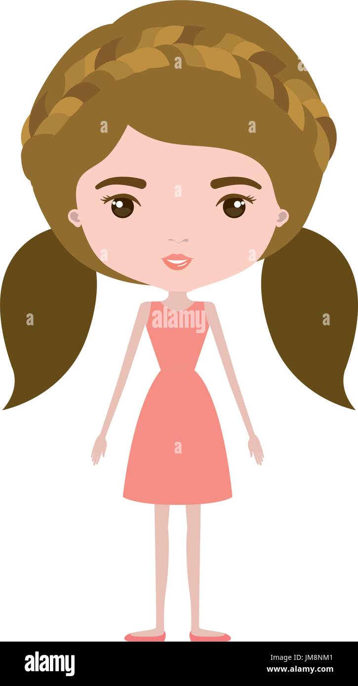 Beautiful Cute Teenager Girl Pigtails Stock Vector Images Alamy