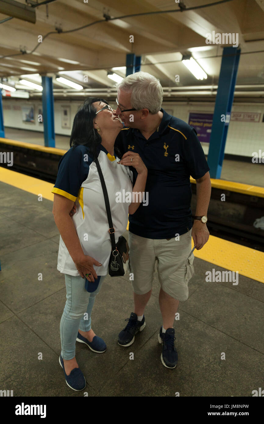 Harrison, United States. 25th July, 2017. Couple Declan Burns and Lela ...
