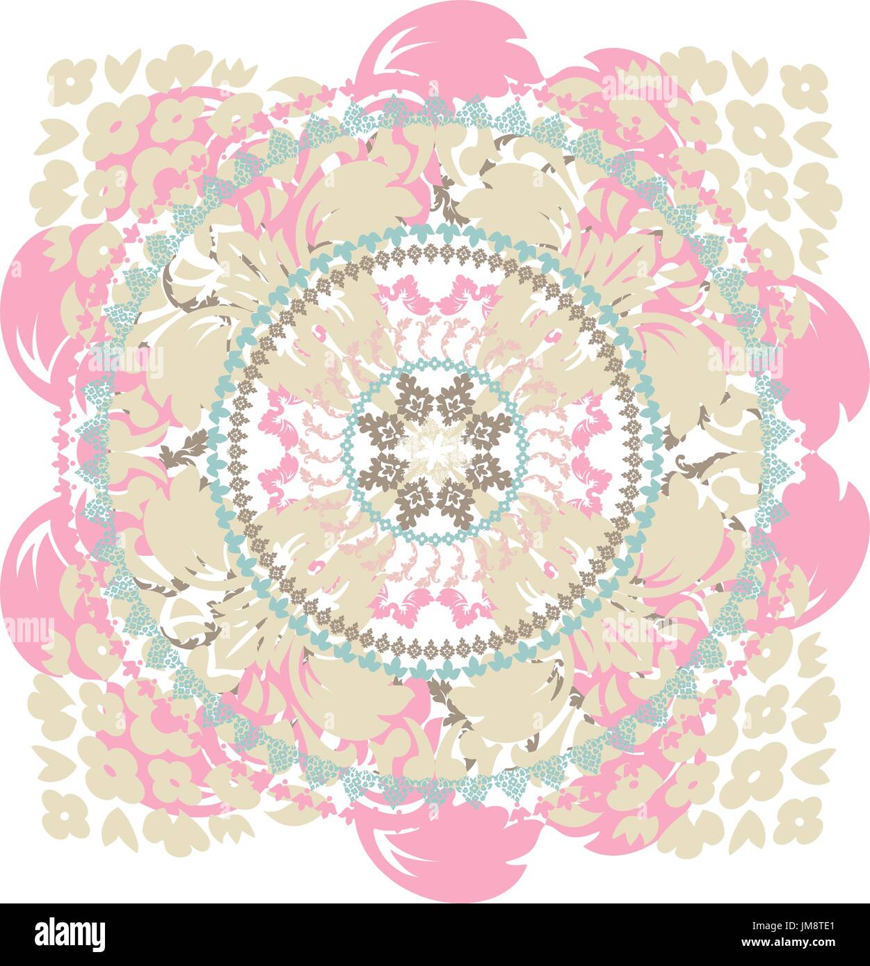 Hand drawn ethnic circular beige ornament. Eps10 Stock Vector Image ...