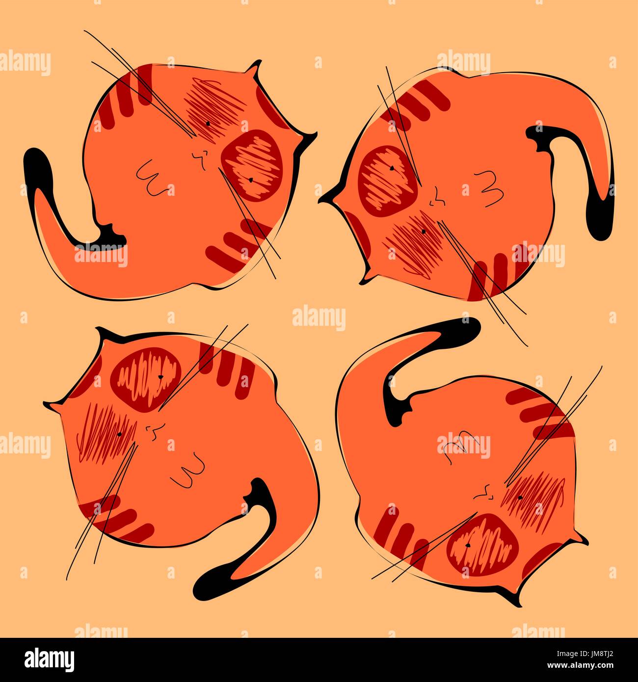 Illustration of a back view of an orange cat on a white background ...
