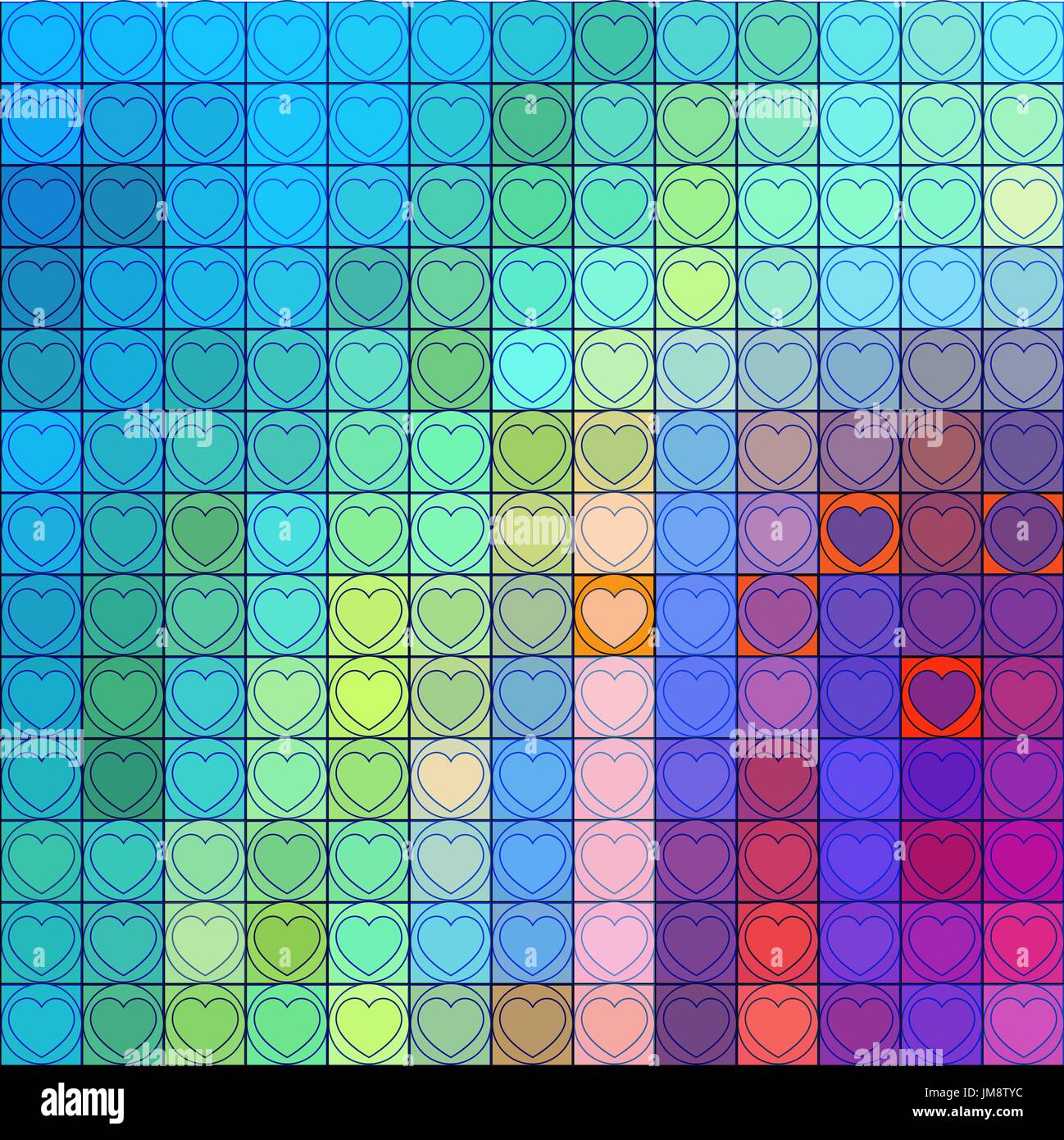 Fun seamless vintage love heart background in pretty colors Stock ...