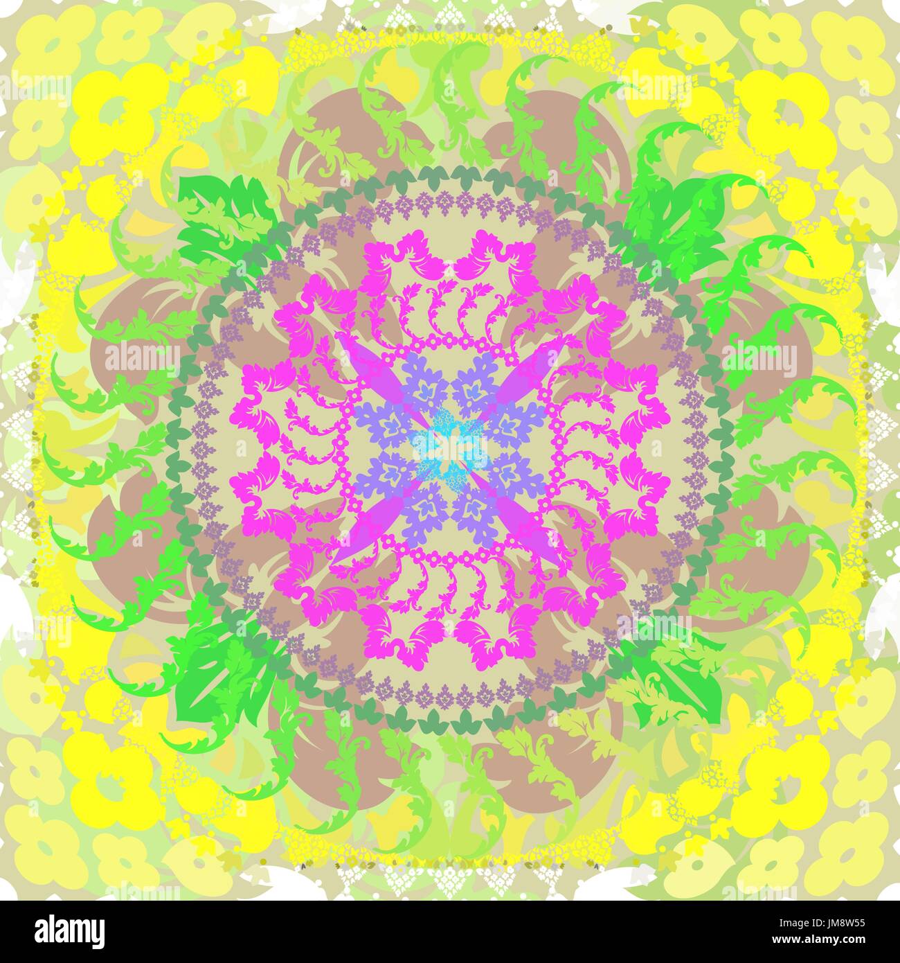 circular vector floral pattern in retro style Stock Vector Image & Art ...