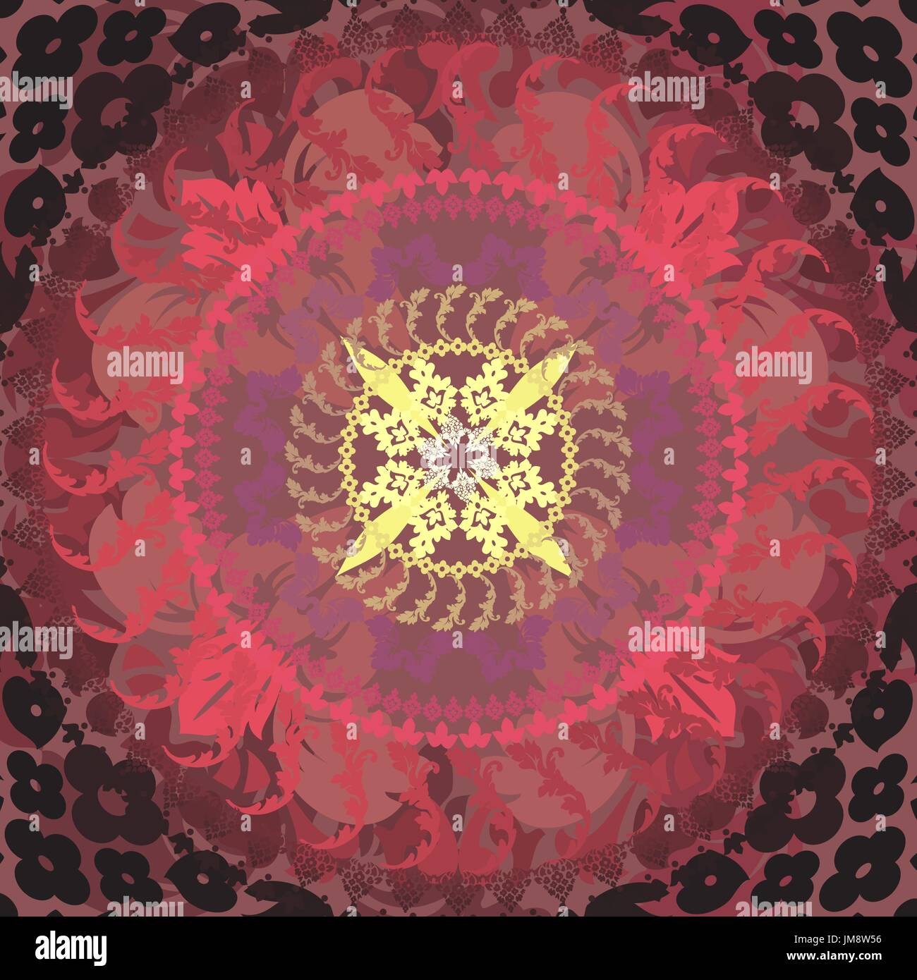 circular vector floral pattern in retro style Stock Vector Image & Art ...