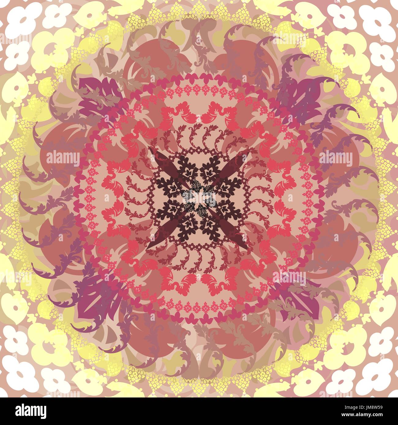 circular vector floral pattern in retro style Stock Vector Image & Art ...