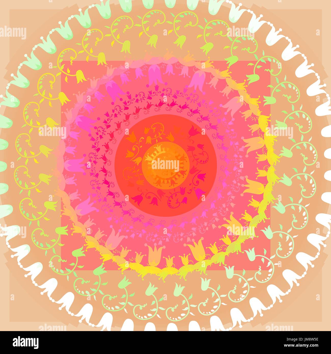 circular vector floral pattern in retro style Stock Vector Image & Art ...