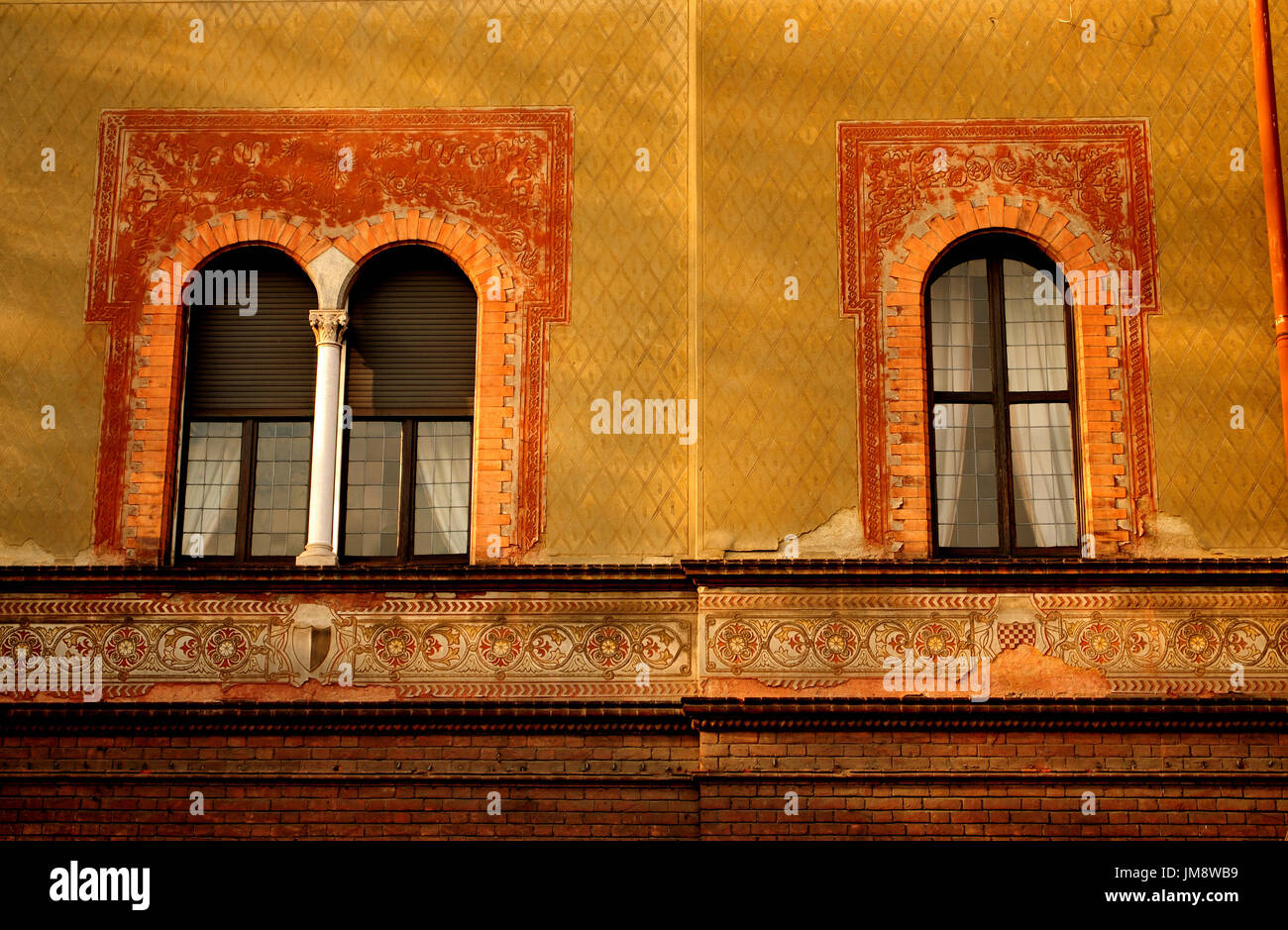 Fresco window frame on wall, distinct painting Stock Photo - Alamy