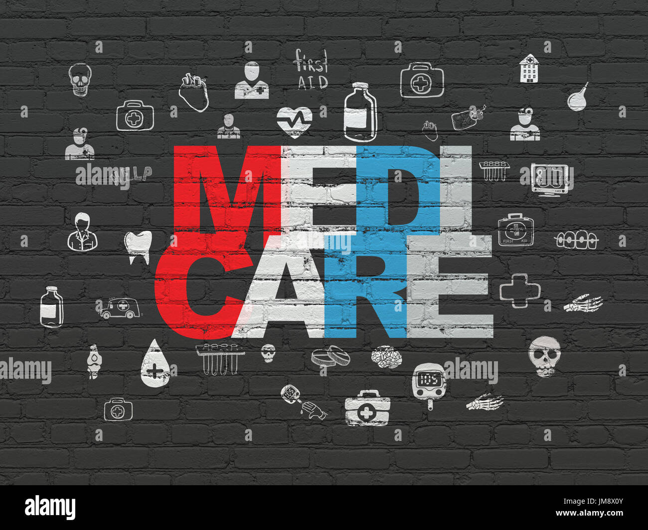 Health concept: Medicare on wall background Stock Photo - Alamy