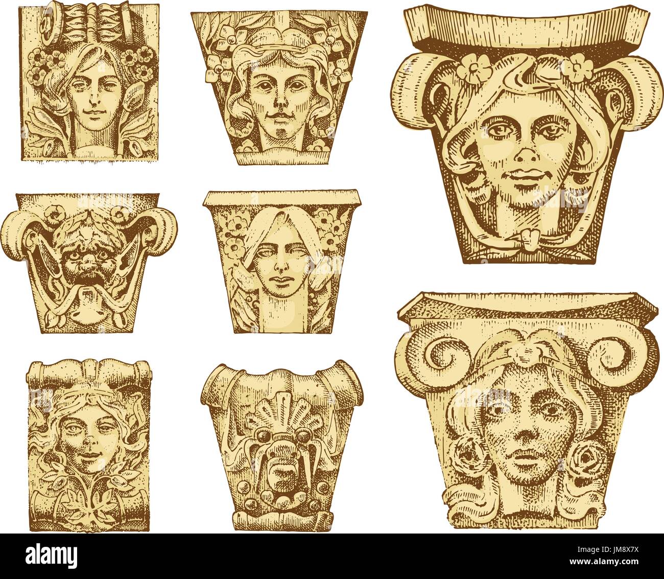 Ionic column detail Stock Vector Images - Alamy