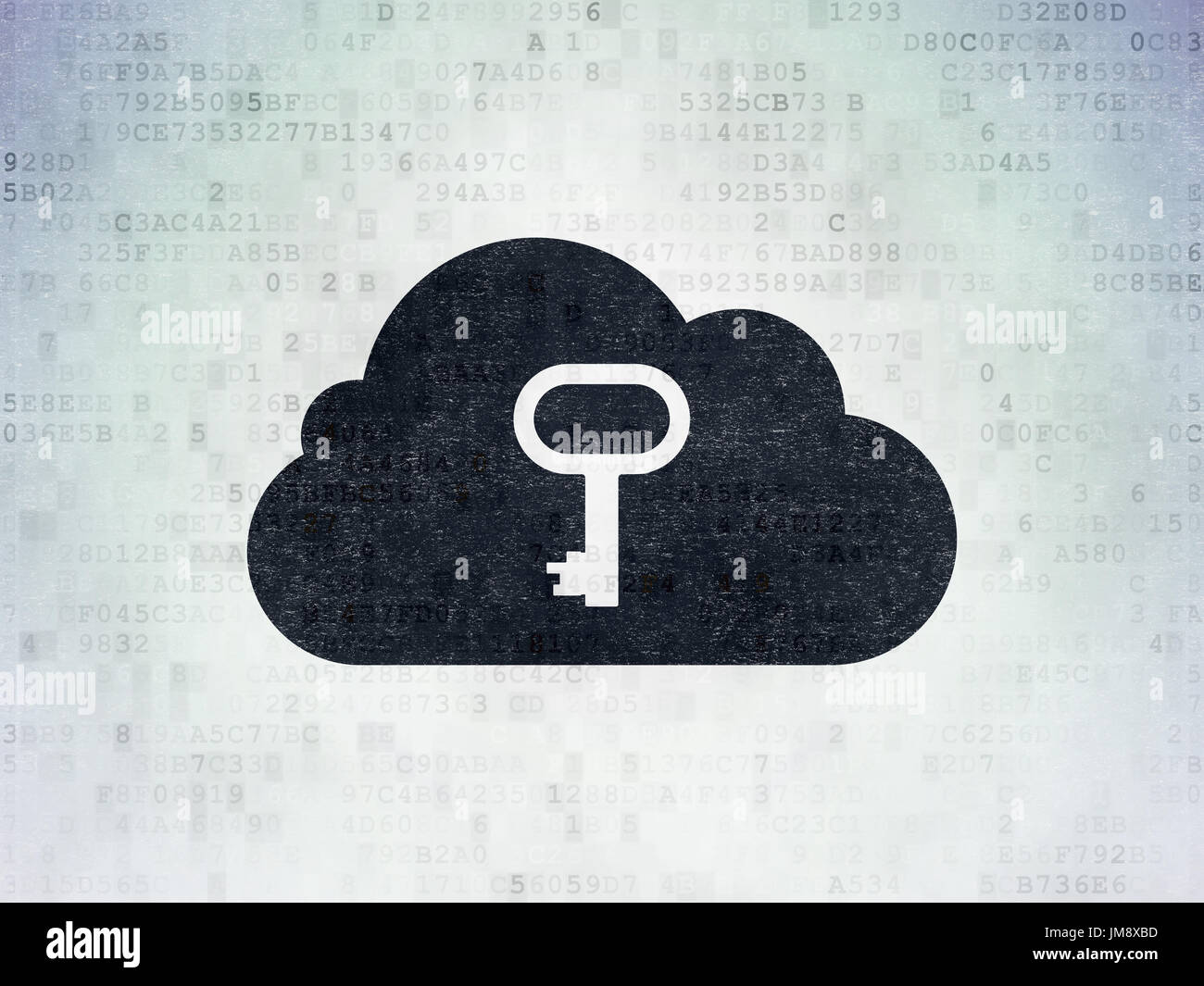 Cloud technology concept: Cloud With Key on Digital Data Paper ...