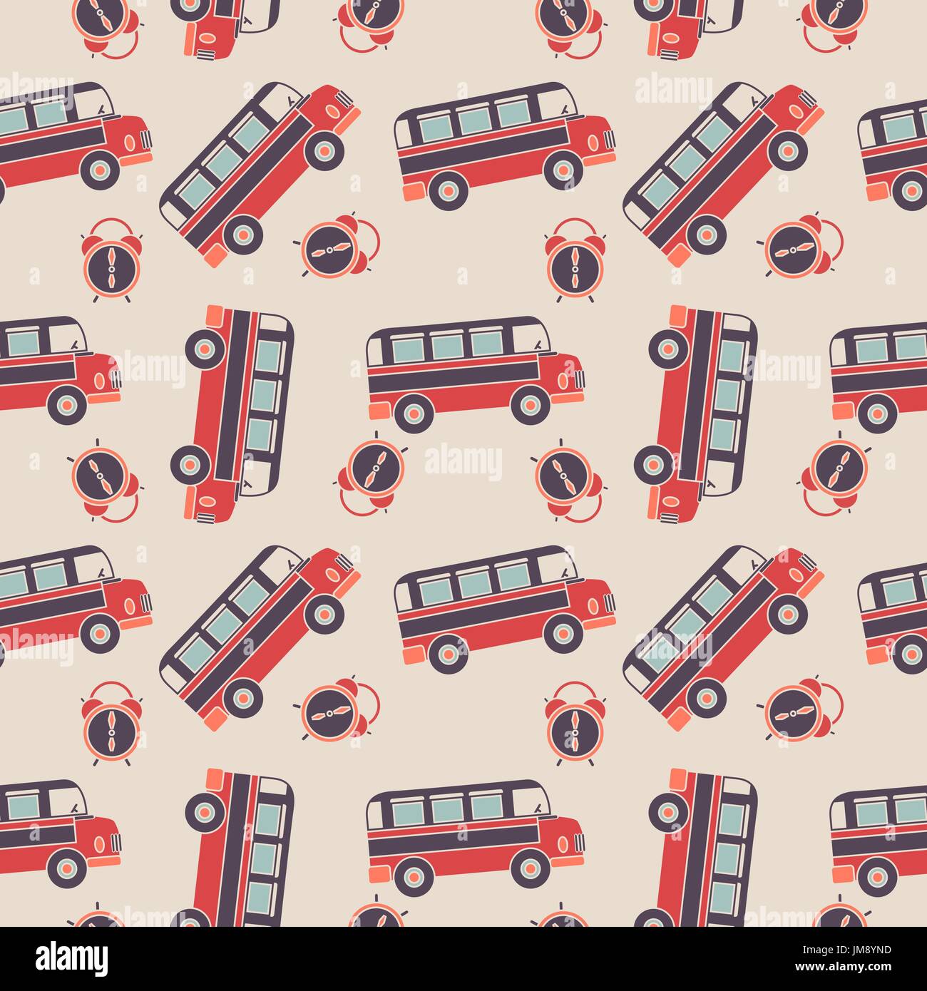Seamless vector pattern of buses and alarms. vector illustration. 10 ...