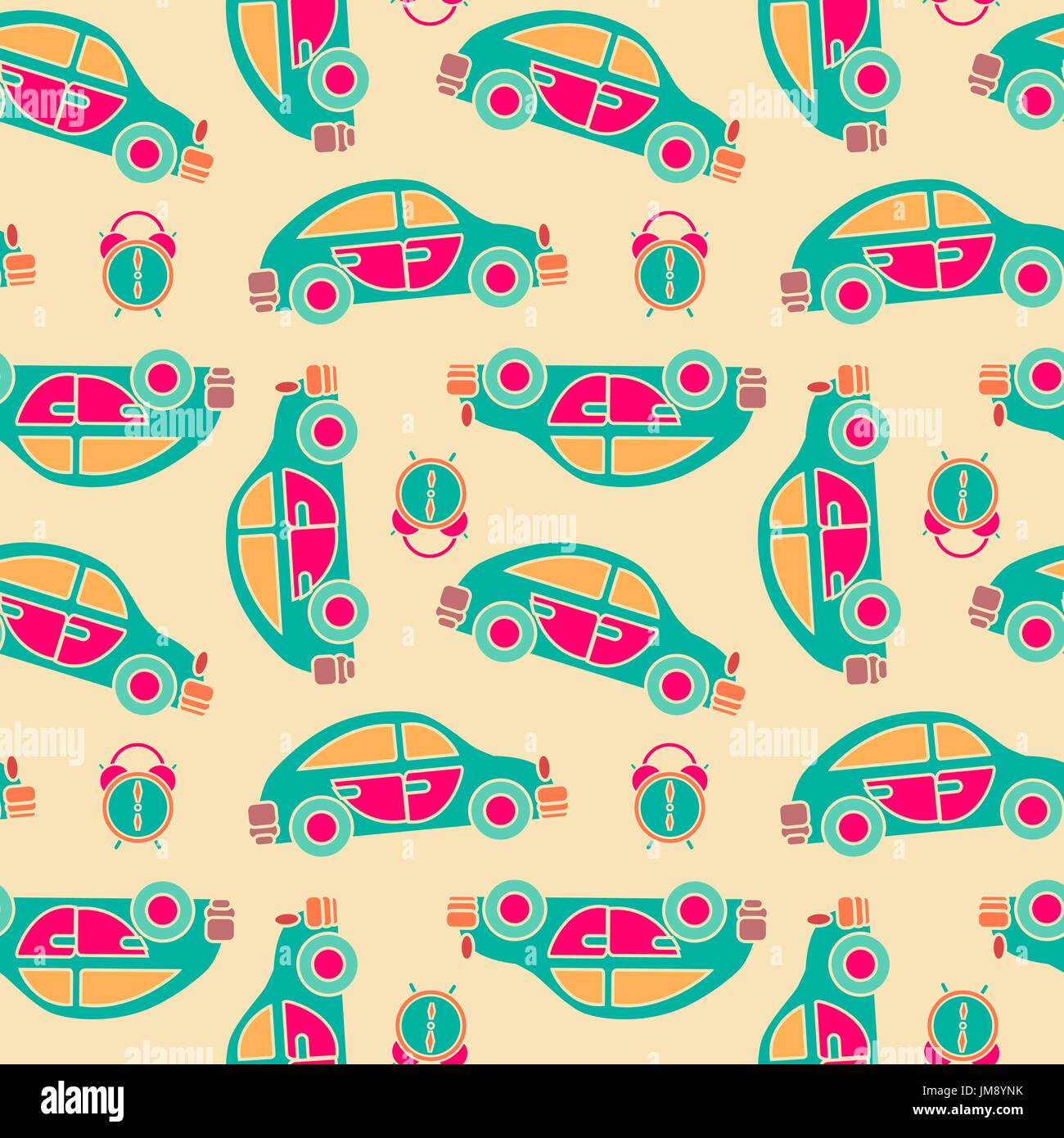 Seamless vector pattern of buses and alarms. vector illustration. 10 ...