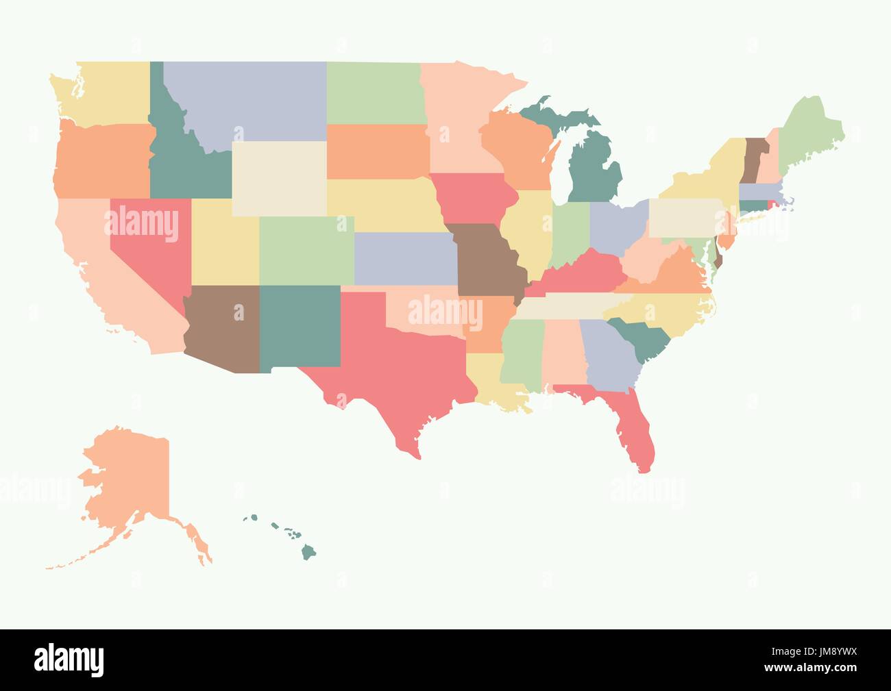 Vintage colorful USA map. Vector illustration Stock Vector Image & Art ...