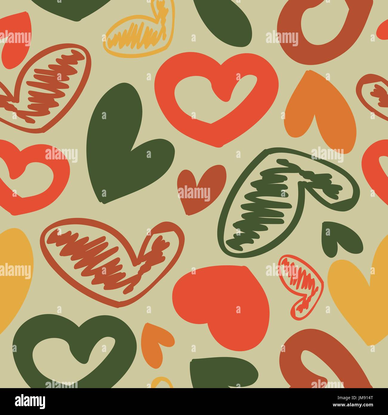 Fun seamless vintage love heart background in pretty colors Stock ...