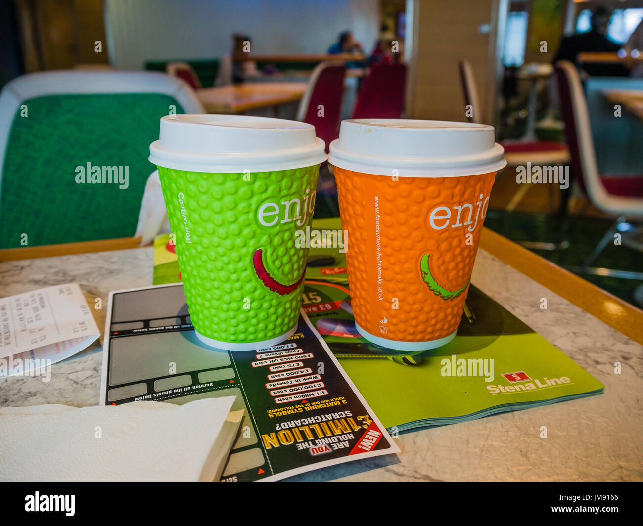 Enjoy - coffee cups Stock Photo - Alamy