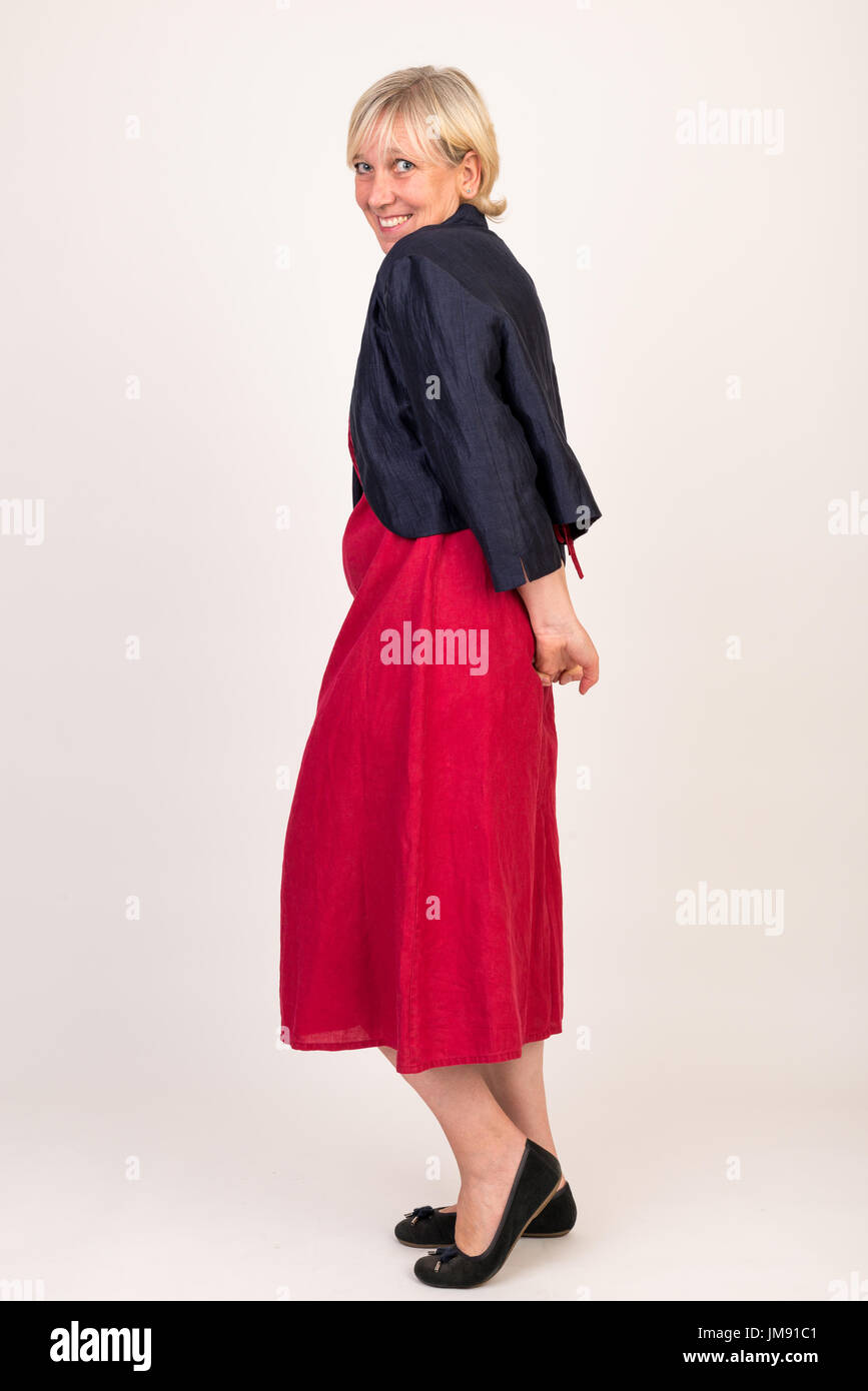 portrait of a attractive blond haired mid aged european woman we Stock ...