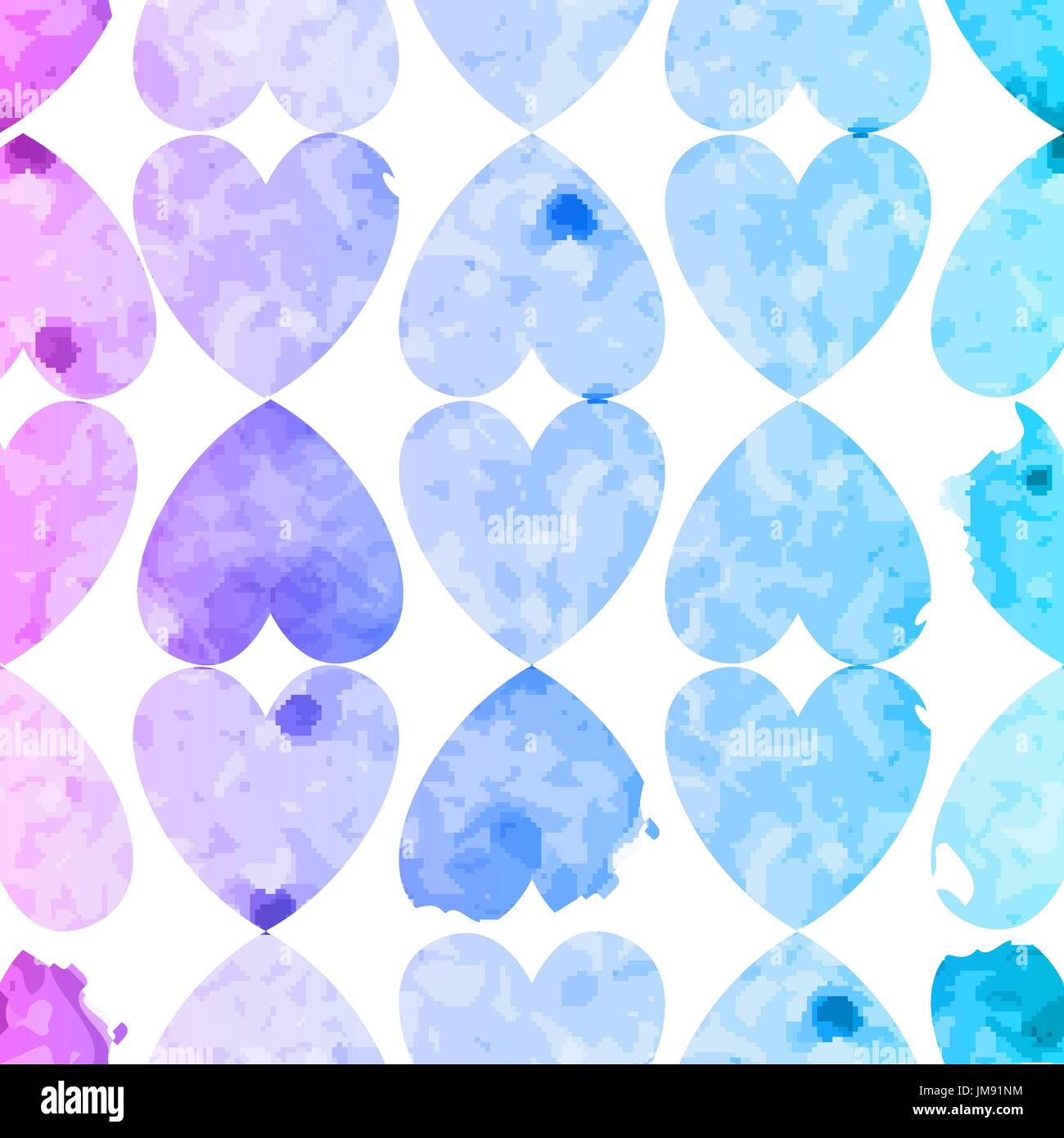Seamless pattern with watercolor hearts. Vector illustration Stock ...