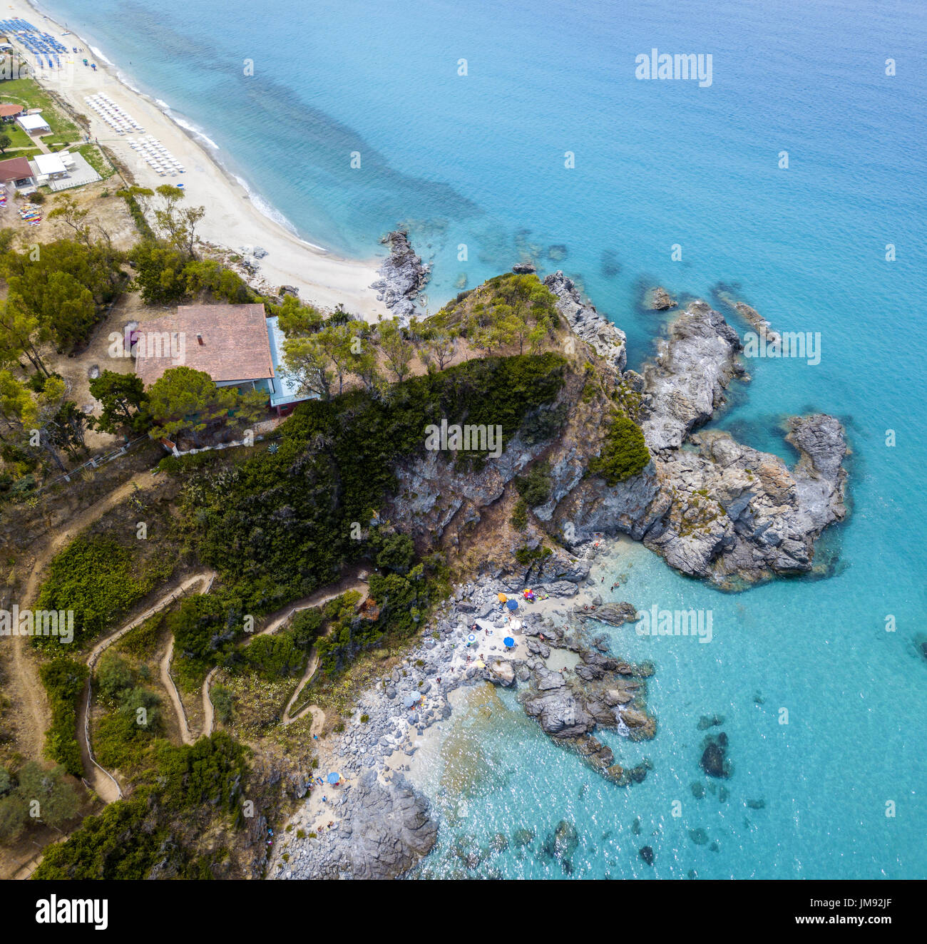 Paradise of the sub, beach with promontory overlooking the sea ...