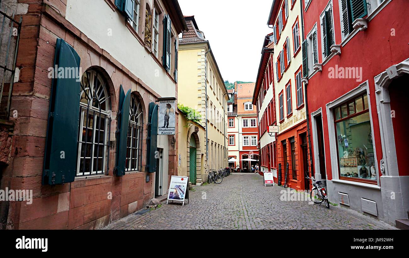 Business buildings in old town Heidelberg, Germany Stock Photo - Alamy
