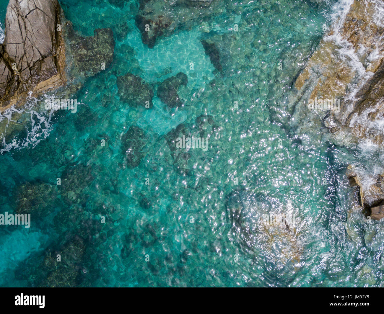 Aerial view of rocks on the sea. Overview of the seabed seen from above ...