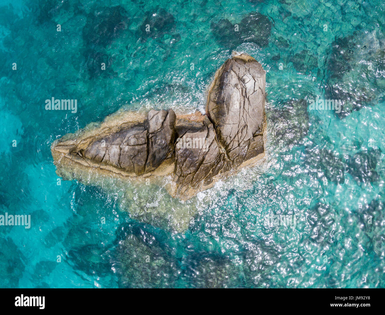 Aerial view of rocks on the sea. Overview of the seabed seen from above ...