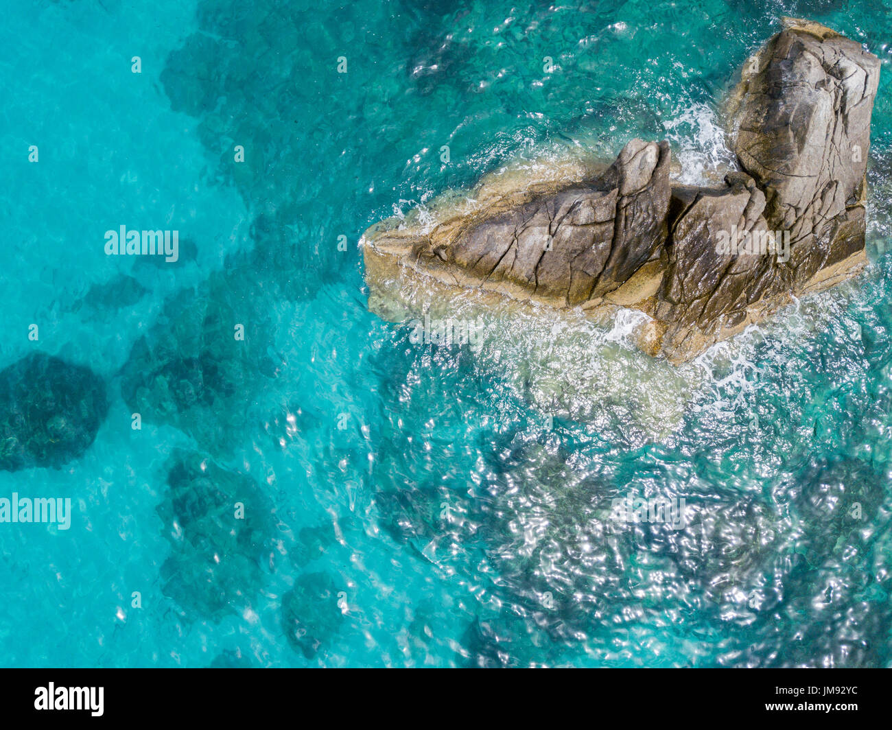 Aerial view of rocks on the sea. Overview of the seabed seen from above ...