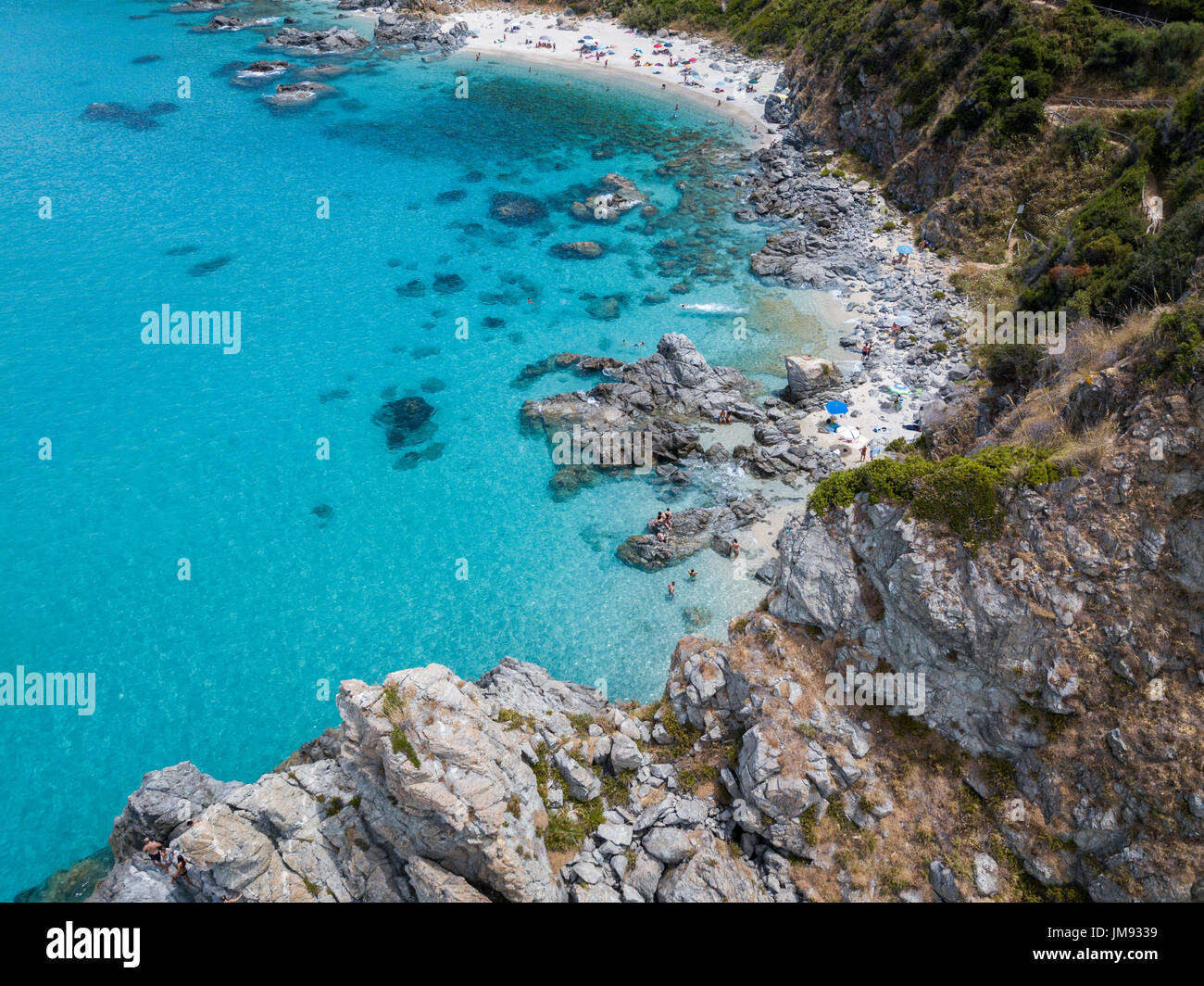 Paradise of the sub, beach with promontory overlooking the sea ...
