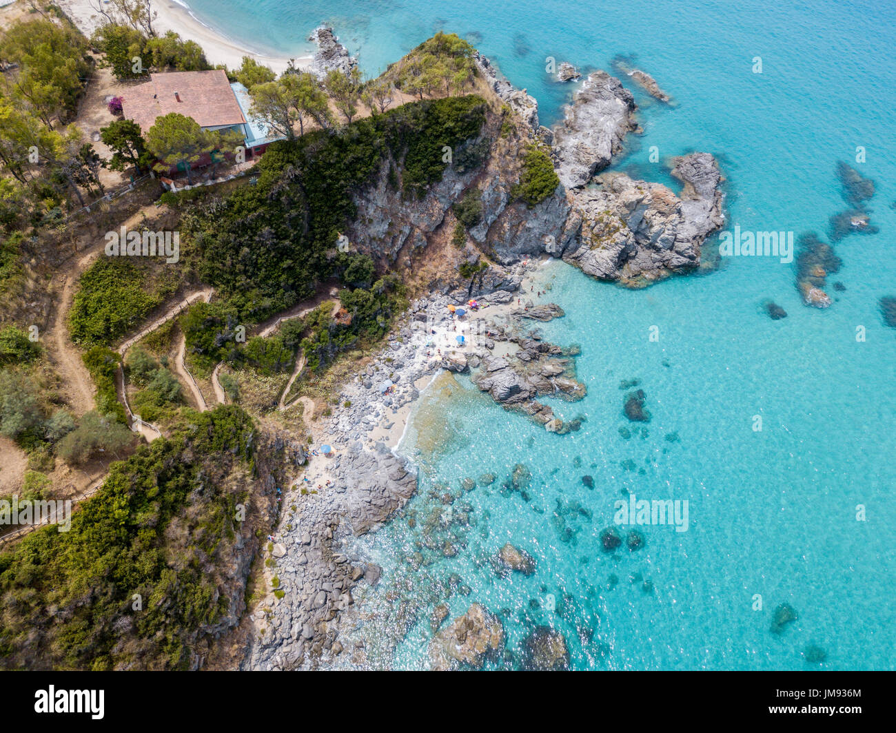 Paradise of the sub, beach with promontory overlooking the sea ...