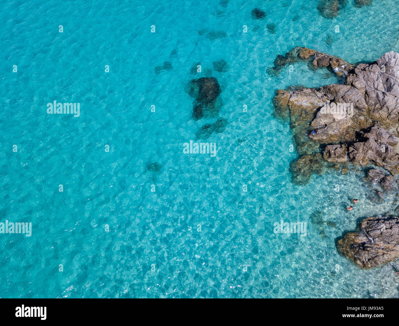 Aerial view of rocks on the sea. Overview of the seabed seen from above ...