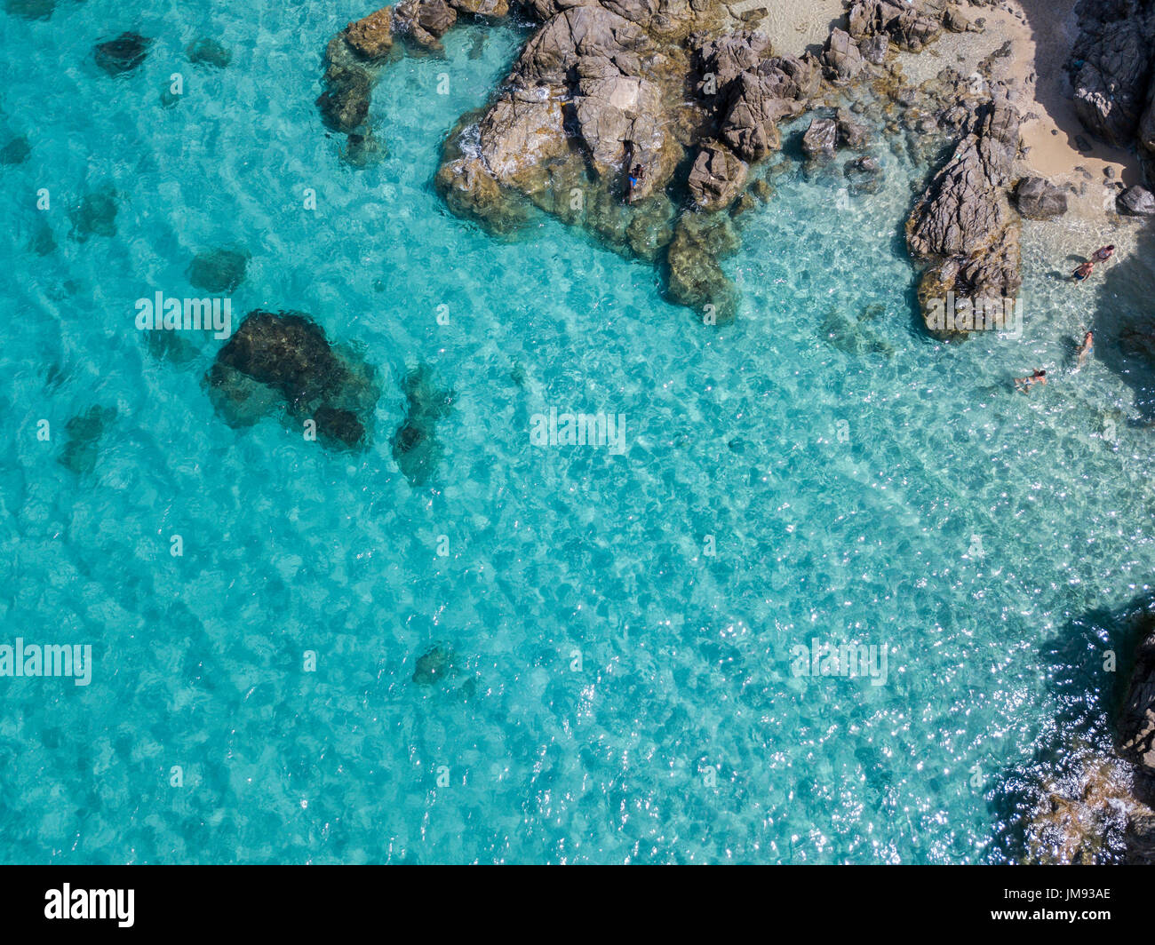 Aerial view of rocks on the sea. Overview of the seabed seen from above ...