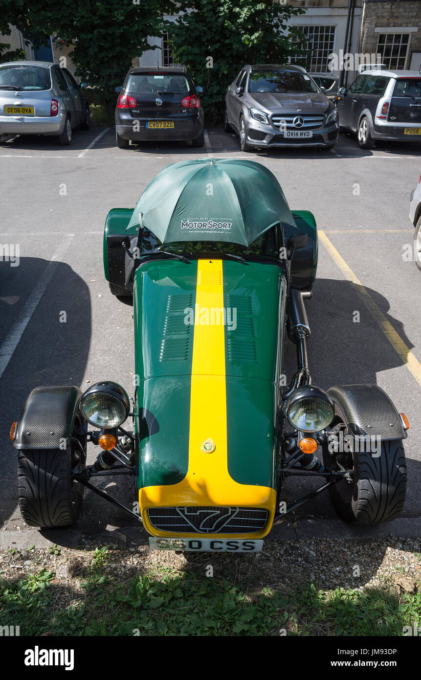 Caterham Superlight R300 English two-seater sports car with sunshade in ...