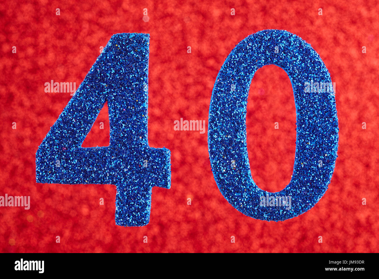 Number forty blue color over a red background. Anniversary. Horizontal ...