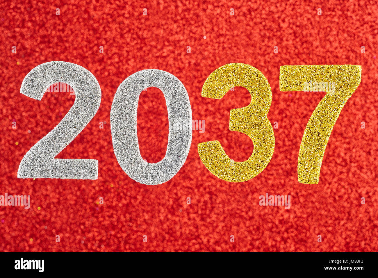 Number two thousand and thirty-seven over a red background. Anniversary ...